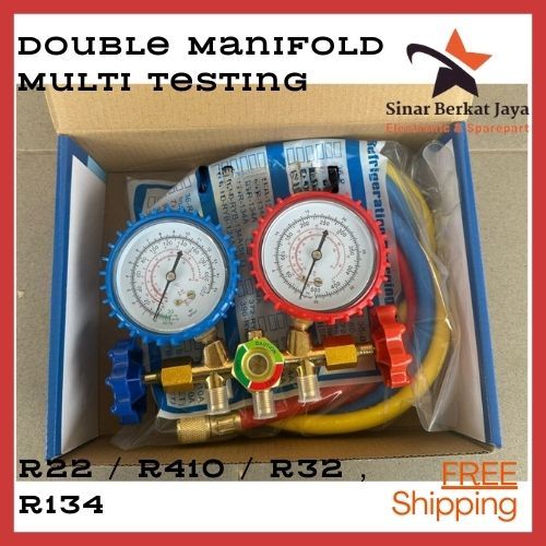 Jual Manifold Double Multi Testing R22 R410 R32 R134 Pengisian Freon Ac ...