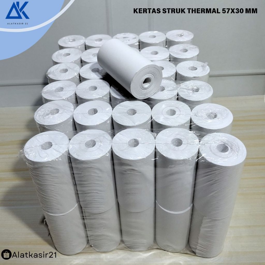 Jual KERTAS STRUK THERMAL 57 x 30 MM WITH CORE 1PAK (10 ROLL)/ PAPER ...