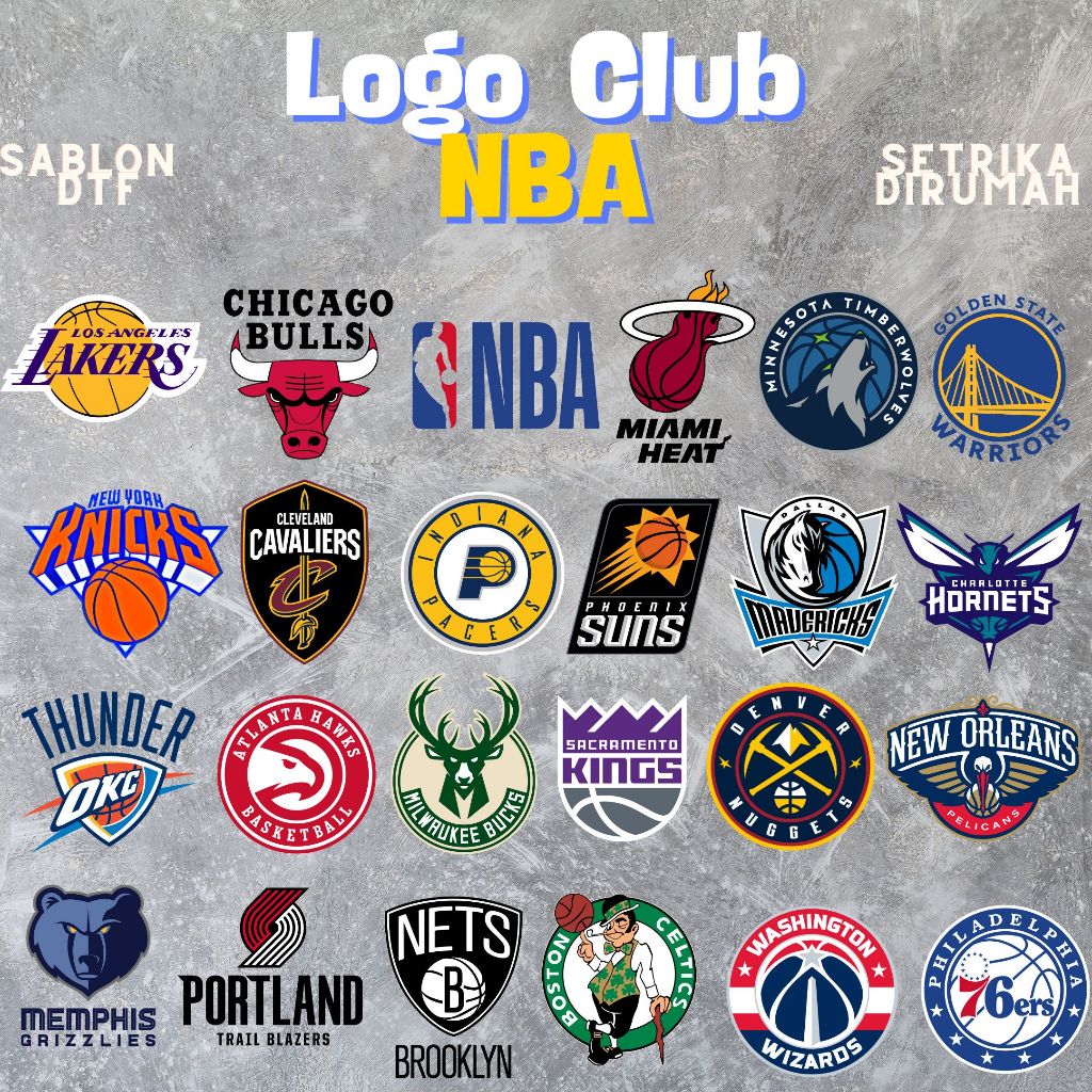 Jual Sablon Baju DTF Logo Tema CLUB BASKET NBA Sticker Logo Baju ...