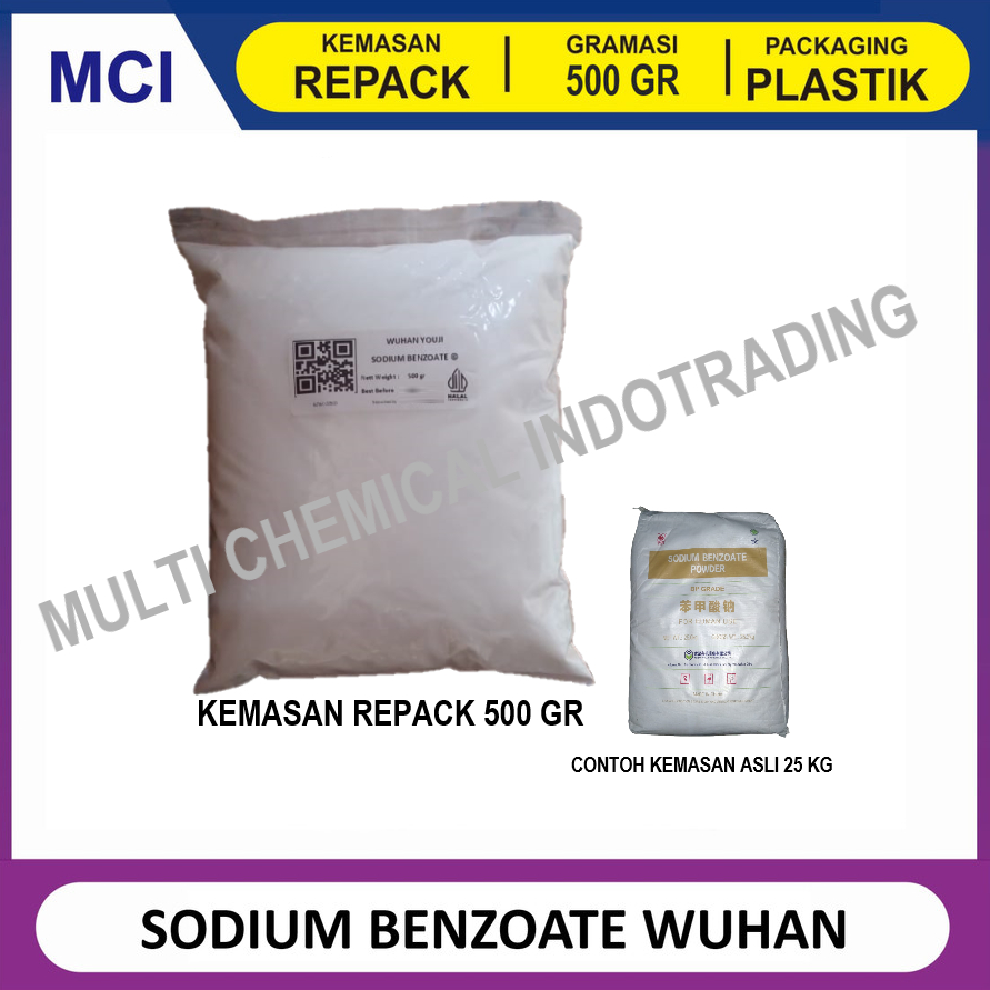 Jual SODIUM BENZOATE WUHAN YOU JI (C) PENGAWET FOOD GRADE BENZOAT - 500 GR | Shopee Indonesia