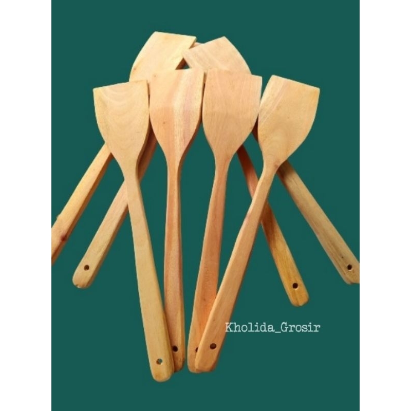 Jual spatula kayu tanggung anti lengket/ sotel kayu/ spatula kayu ...