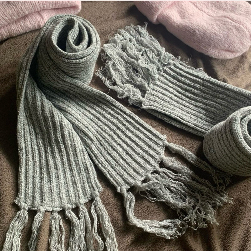 Jual (COD Gosend) [CLEARANCE SALE] Syal Scarf Leher RAJUT HANDMADE ...