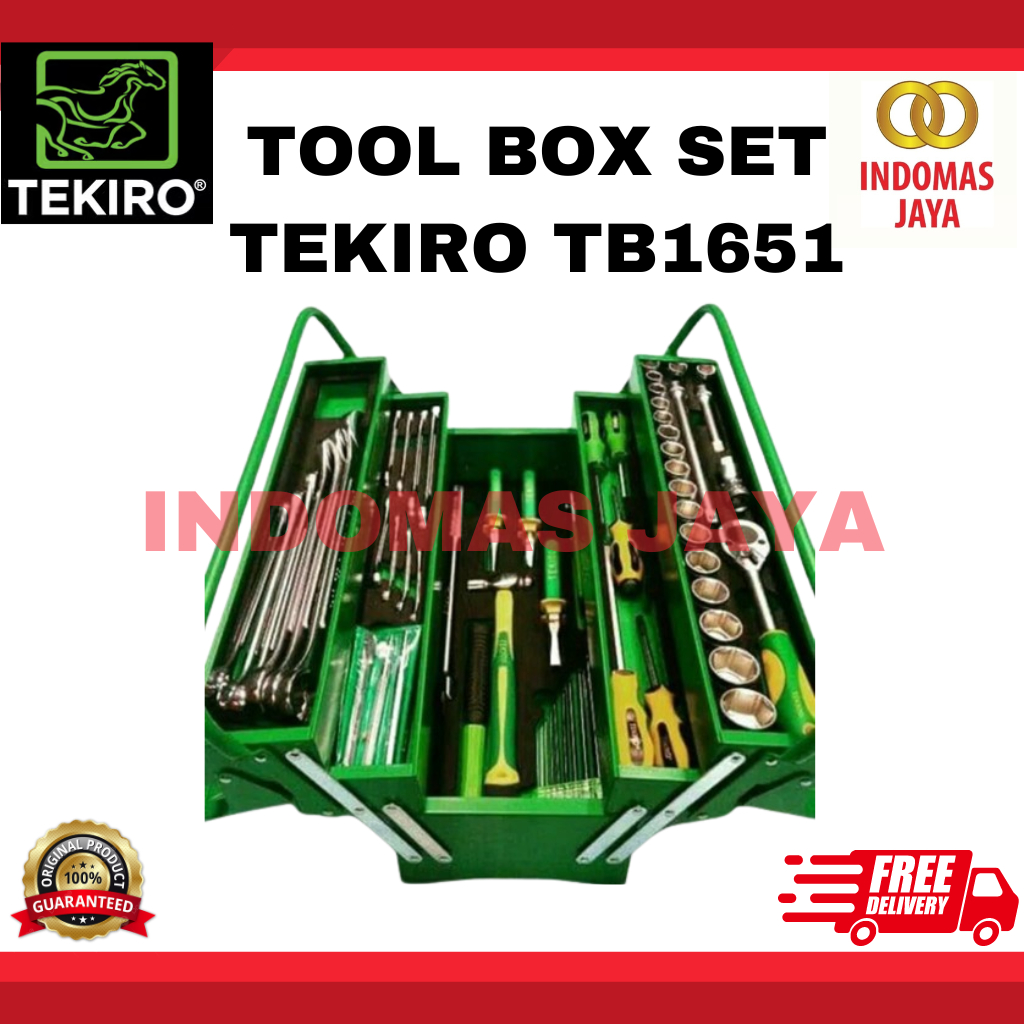 Jual tekiro TB1651 mechanic mekanik tool kit tool box set 66 pcs toolbox TB 1651 | Shopee Indonesia