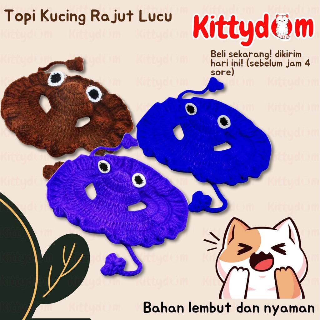 Jual KITTYDOM Topi Kucing Motif Bentuk Katak Kodok Topi Rajut Rajutan ...