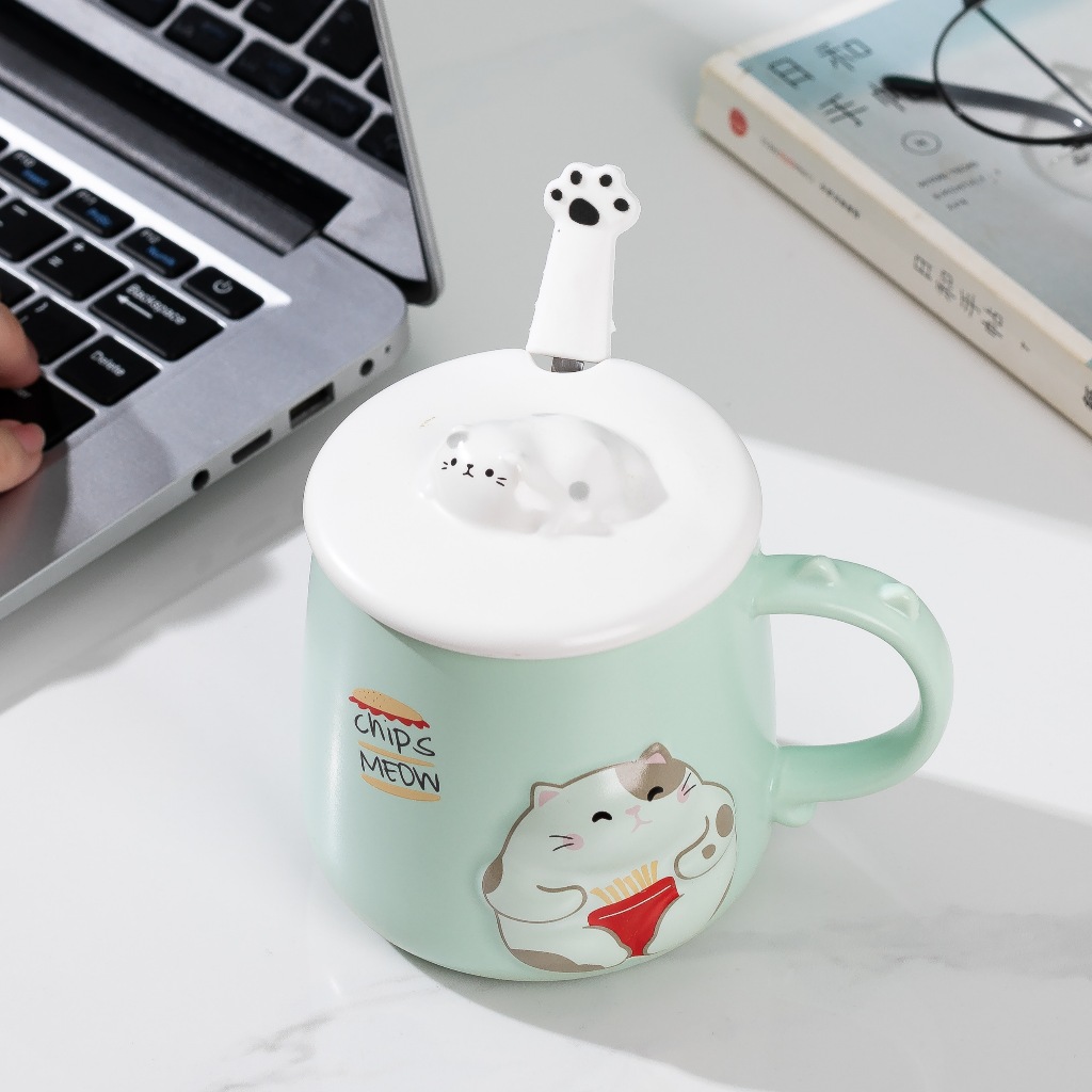 Jual Mug lucu motif kucing,mug kucing,gelas keramik motif kucing,mug ...