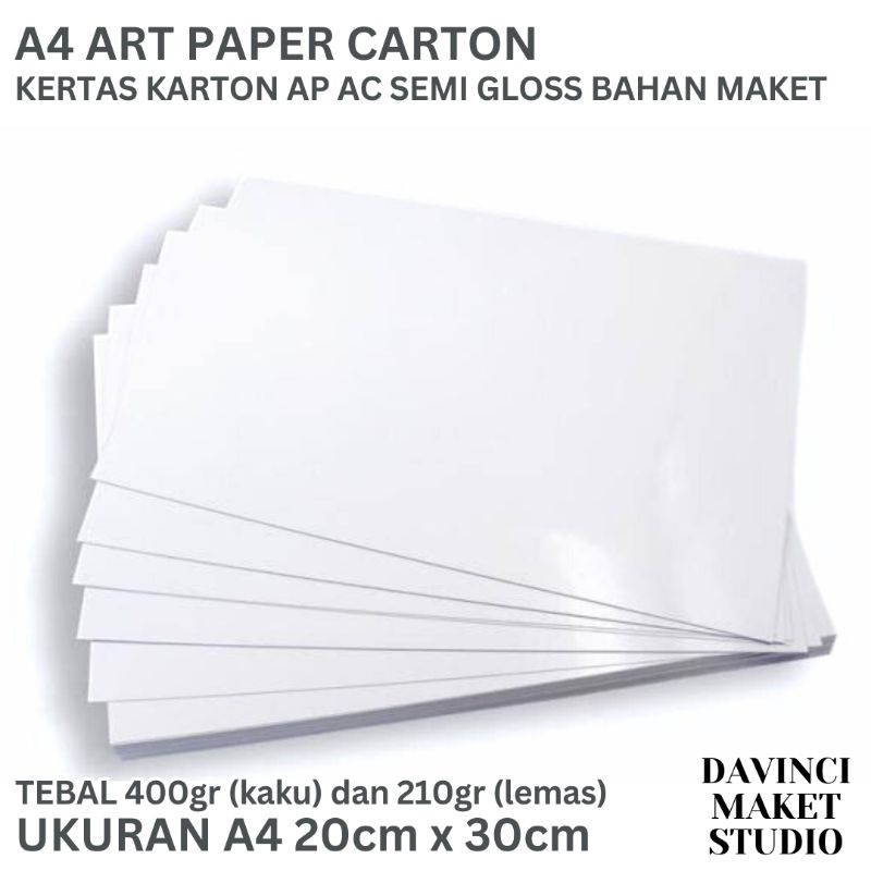 Jual (A4) Kertas ART PAPER CARTON KONSTRUK Bahan Maket - Putih 400gr ...