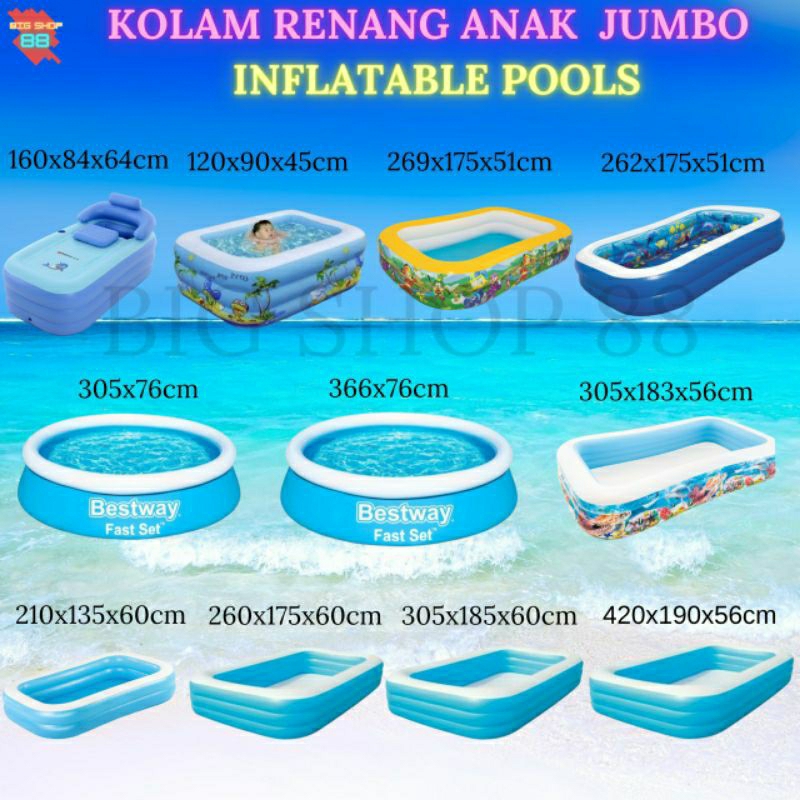 Jual KOLAM RENANG ANAK JUMBO BIG BESAR KOTAK PERSEGI INFLATABLE POOL RECTANGULAR POOL 120CM ...