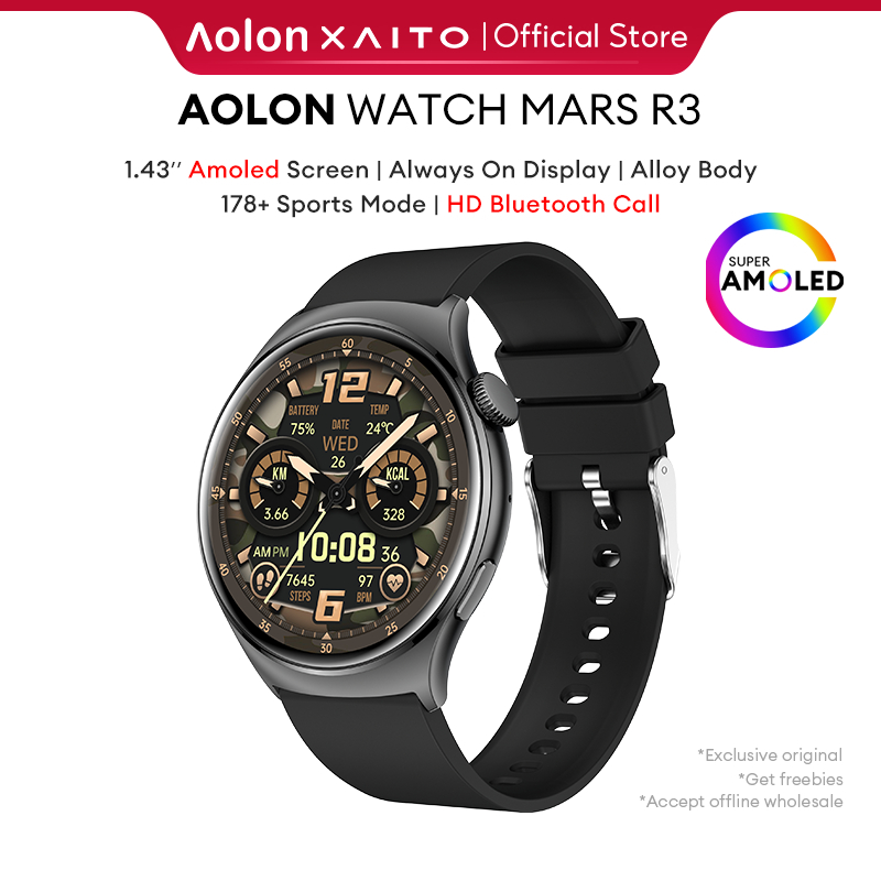 Jual Aolon Mars R3 Smartwatch AMOLED 1.43 inch Original Screen Always ...