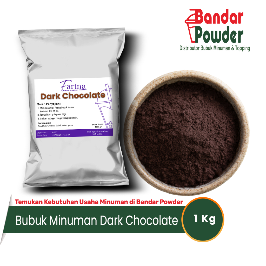 Jual Bubuk Minuman Dark Chocolate 1kg - Farina Serbuk Minuman Coklat ...