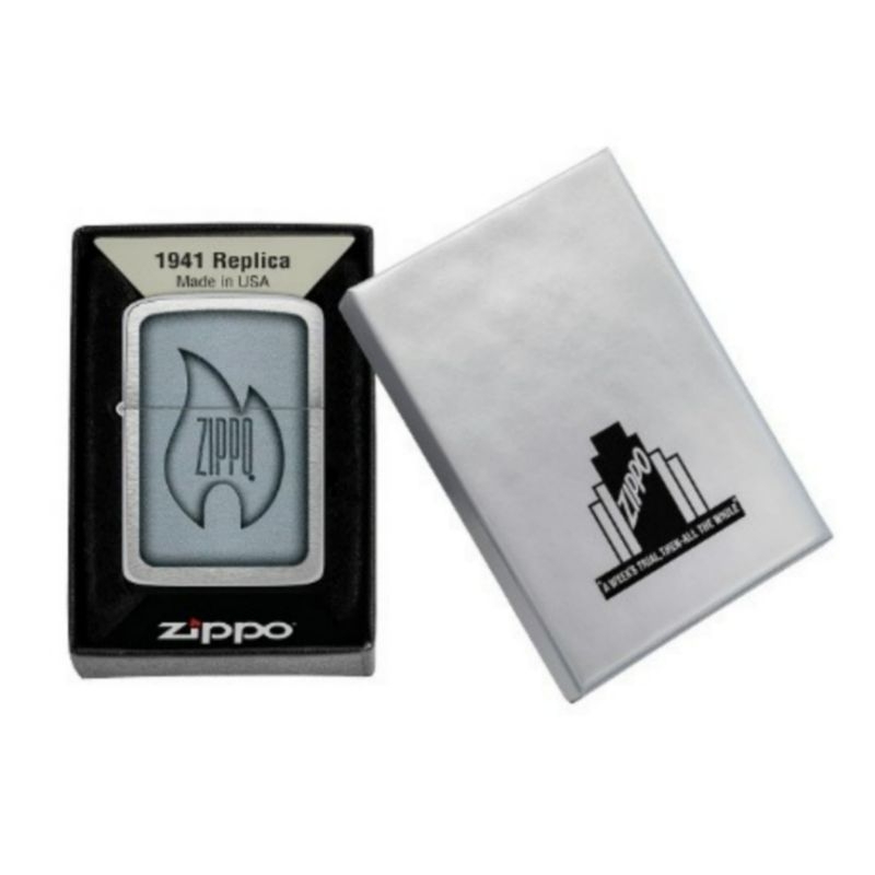 Jual KOREK API ZIPPO REPLICA 1941 BRUSHED METAL CHROME ZIPPO FIRE LOGO ...