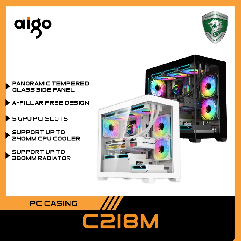Jual AIGO C218M M-ATX PC Casing [WITH 3 ARGB FAN] | Shopee Indonesia
