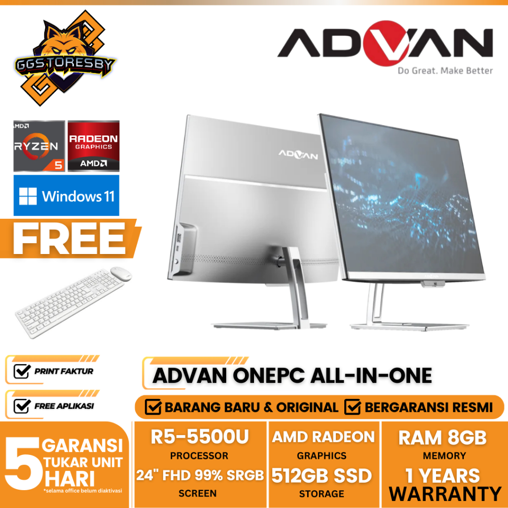 Jual Pc Advan Aio Onepc | R5-5500U 8/512 Amd 24" Fhd 99%Srgb W11 ...