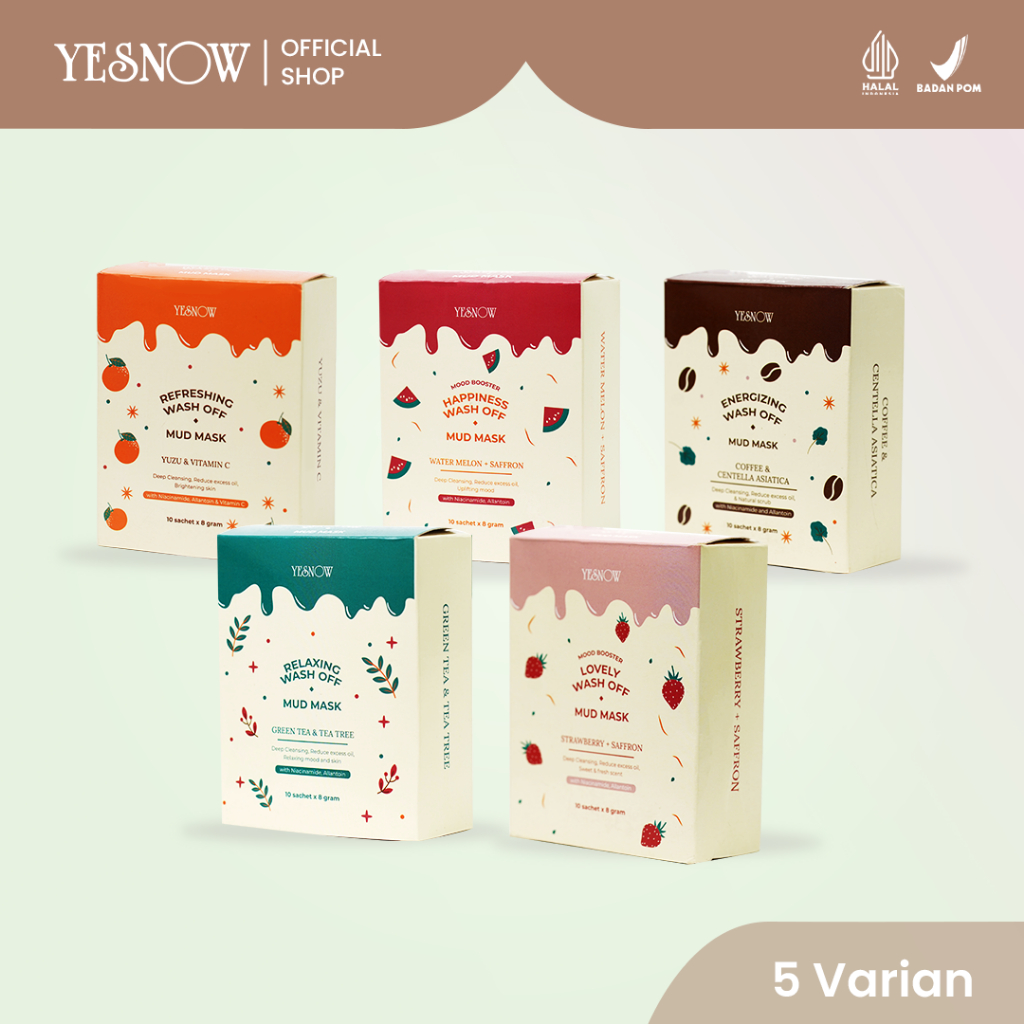 Jual Masker Wajah Mud Mask Yesnow (BOX) - Masker Wajah 1 box isi 10 sachet | Shopee Indonesia