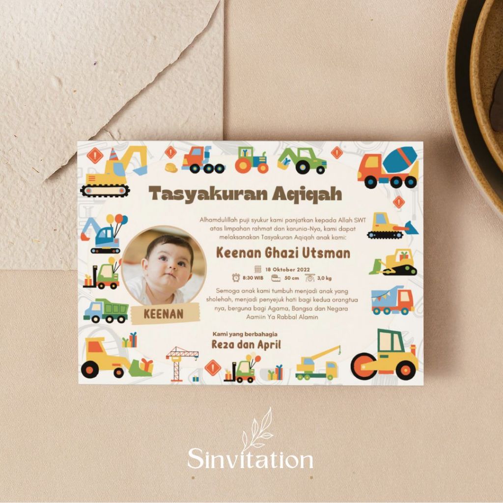 Jual Cetak Kartu/Stiker Tasyakuran Aqiqah, Tedak Siten, Kelahiran ...