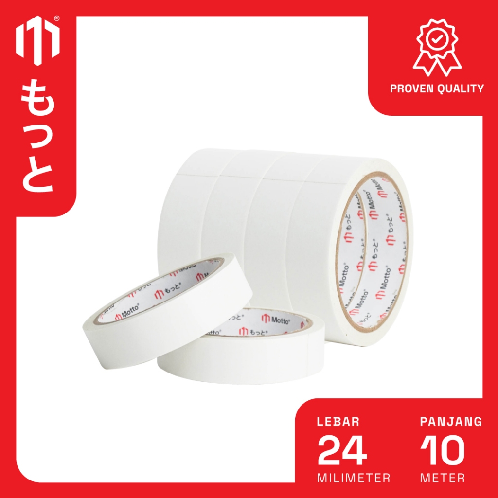 Jual Double Tape Kertas 24mm x 10 Meter - 1 Slop Isi 6 Pcs/Roll - Motto ...