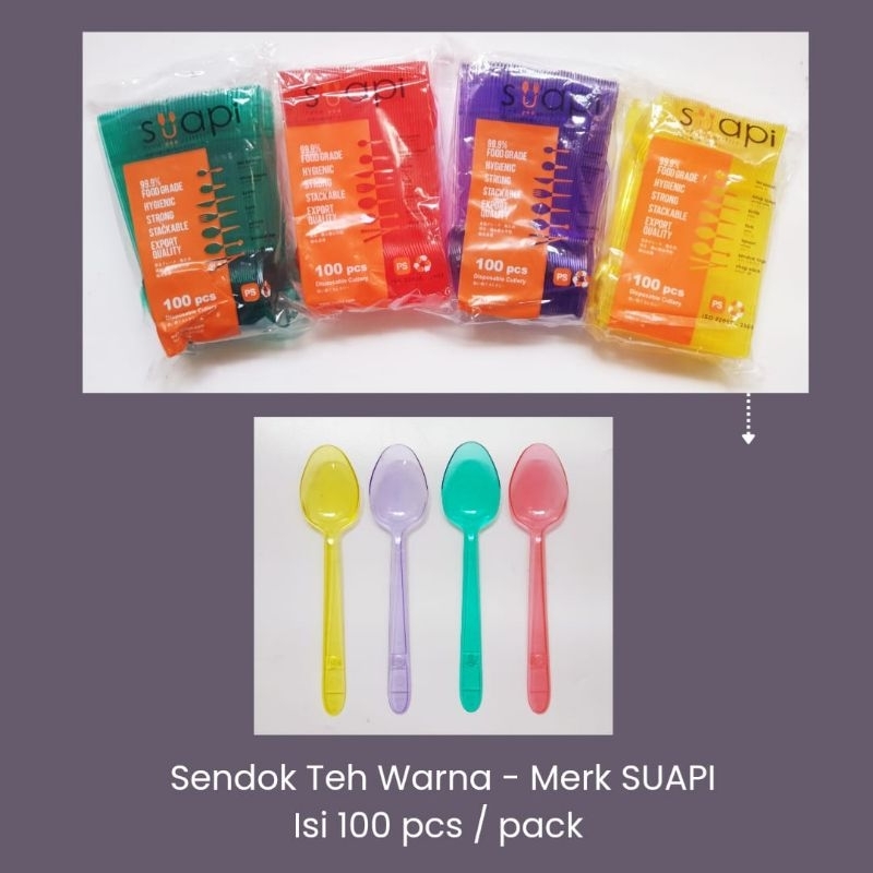 Jual Sendok Teh Warna Merk Suapi / Sendok Puding Warna. Isi 100 pcs ...