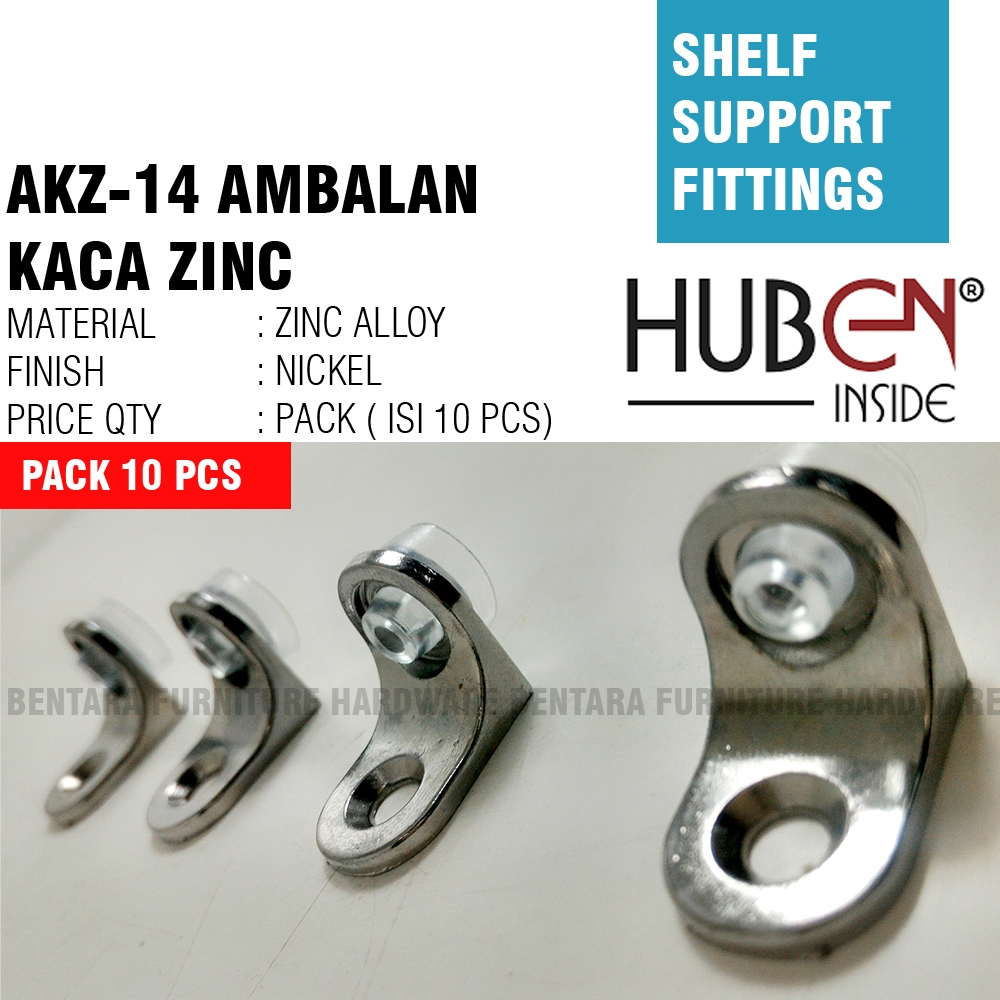 Jual 10 X HUBEN AKZ-14 AMBALAN KACA ZINC TEBAL SHELF SUPPORT FITTING | Shopee Indonesia