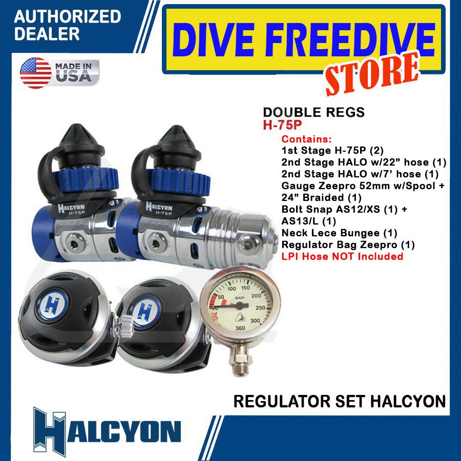 Jual Paket Regulator Set Diving Package Halcyon H-75P Double 2nd Stage Halo Aura SPG Gauge Scuba ...