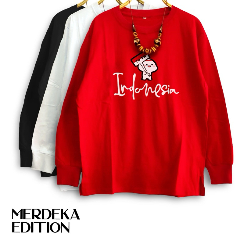 Jual Agustusan Baju Kaos Terbaru 2025. Kaos Jumbo Lengan Panjang motif Indonesia. Bahan Kaos ...