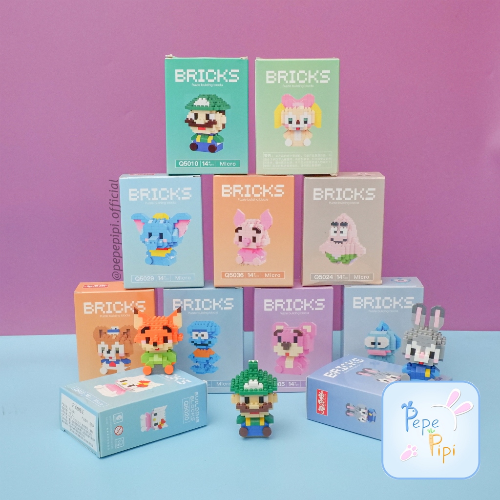 Jual Mainan Bricks MN-1214 Nano Lego Karakter Kartun Mix DIY Susun Blok ...