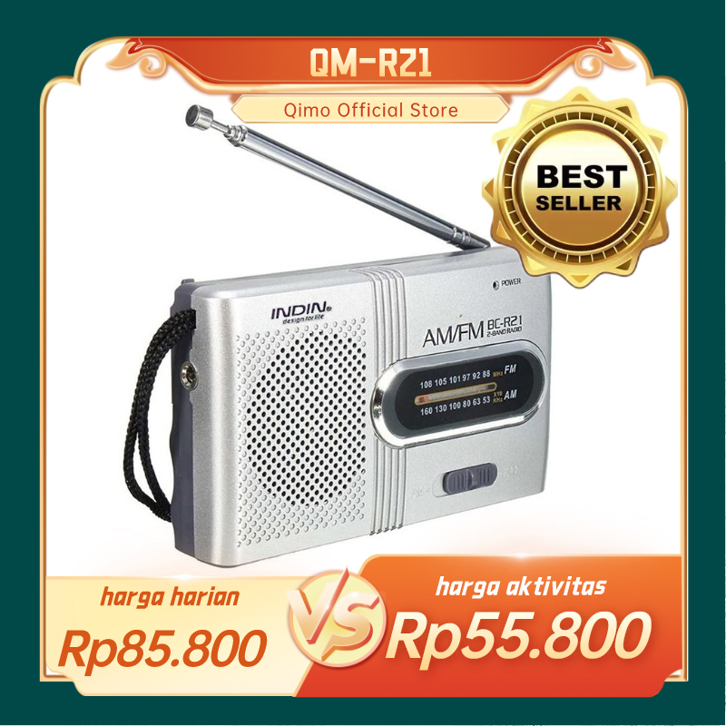Jual Qimo Radio Speaker FM/AM Portable Mini R21Pocket radio Internasional Radio (Baterai AA5*2 ...