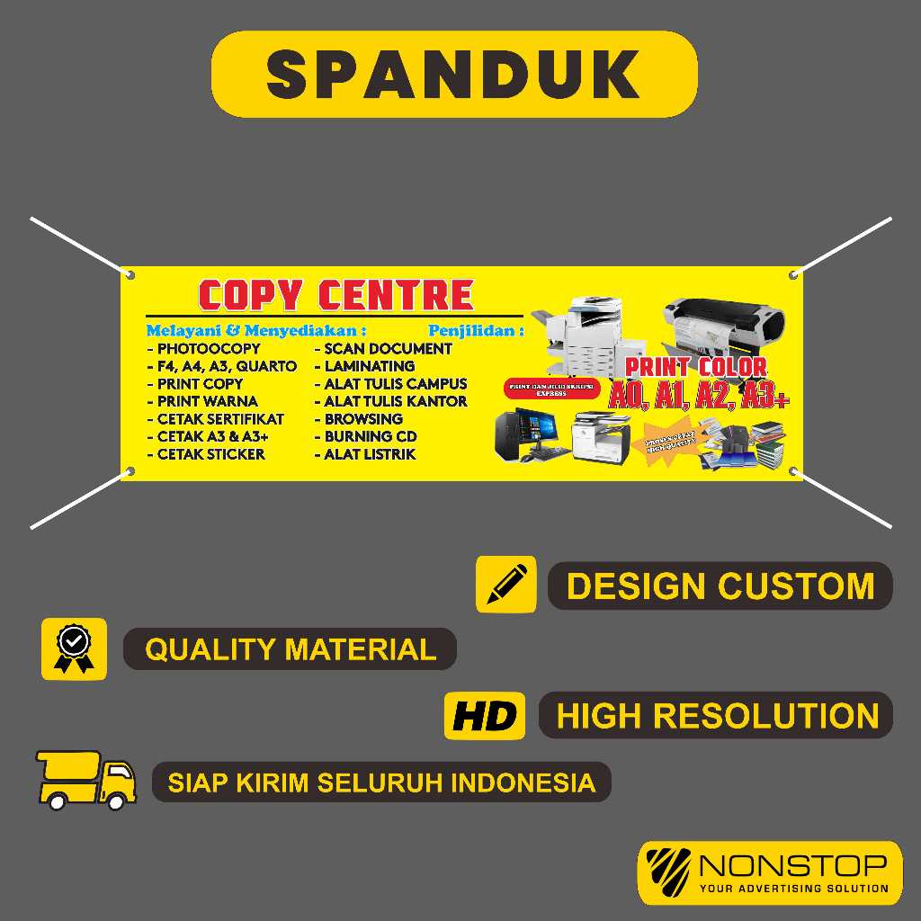 Jual Cetak Spanduk Banner Custom Bahan Flexi 300gsm 440gsm Murah Bisa ...