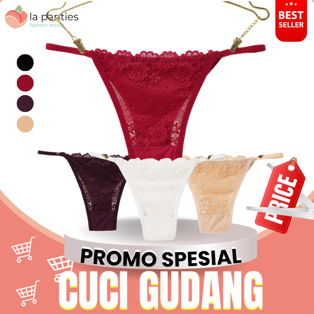 Jual La Panties Celana Dalam G String Pakain Dalam Wanita Bordir Bunga ...