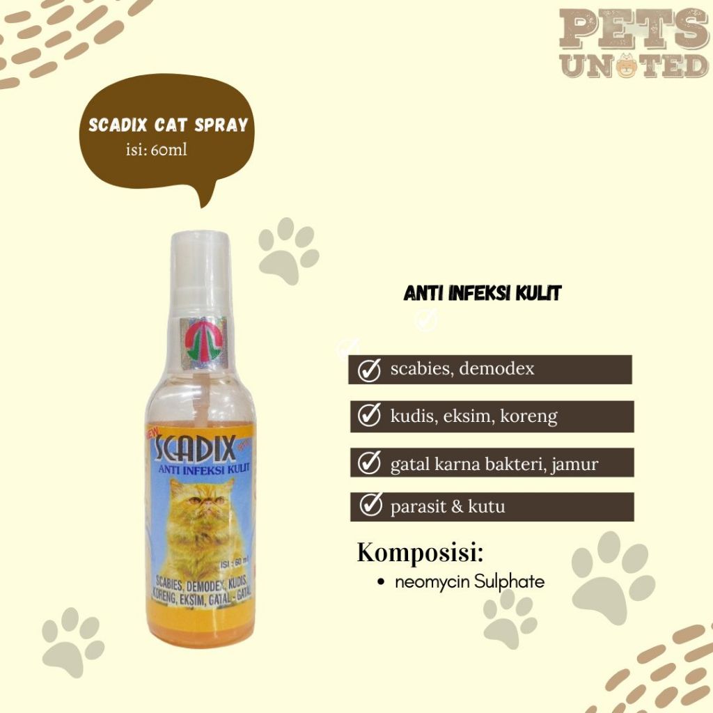 Jual Scadix Cat Spray Anti Infeksi Kulit Pada Kucing Anti Scabies ...