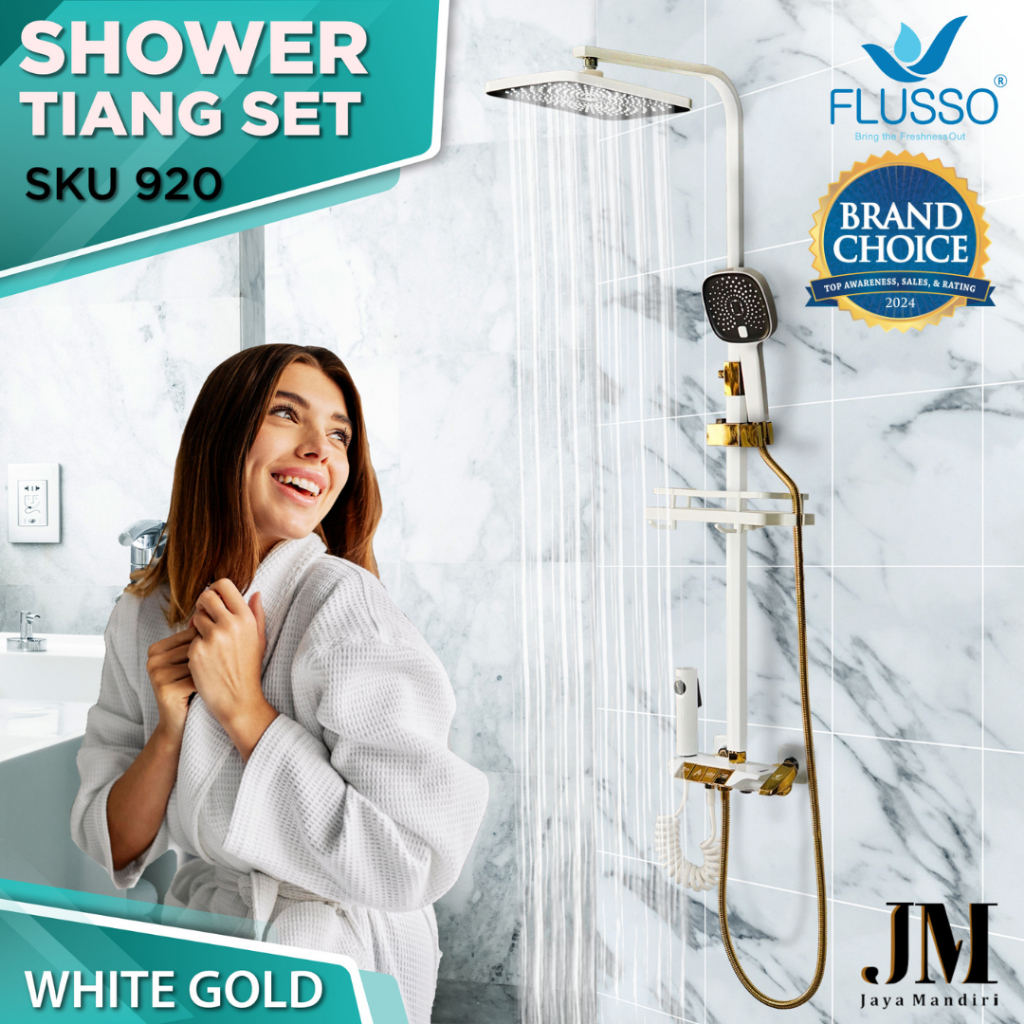 Jual Flusso Shower Tiang Set Shower Column Putih Kran Panas Dingin ...