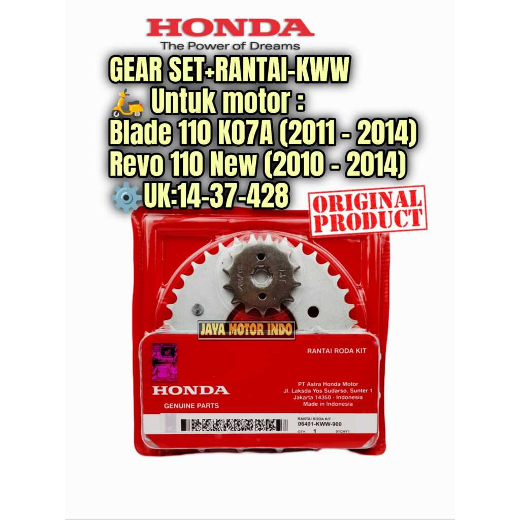 Jual GEAR SET RANTAI KWW ASLI HONDA BLADE ,HONDA REVO ORIGINAL AHM | Shopee Indonesia