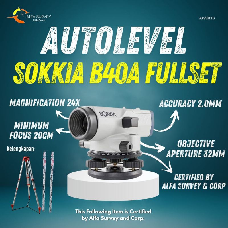 Jual AUTOLEVEL/WATERPASS SOKKIA B40A BARU FULL SETT | Shopee Indonesia