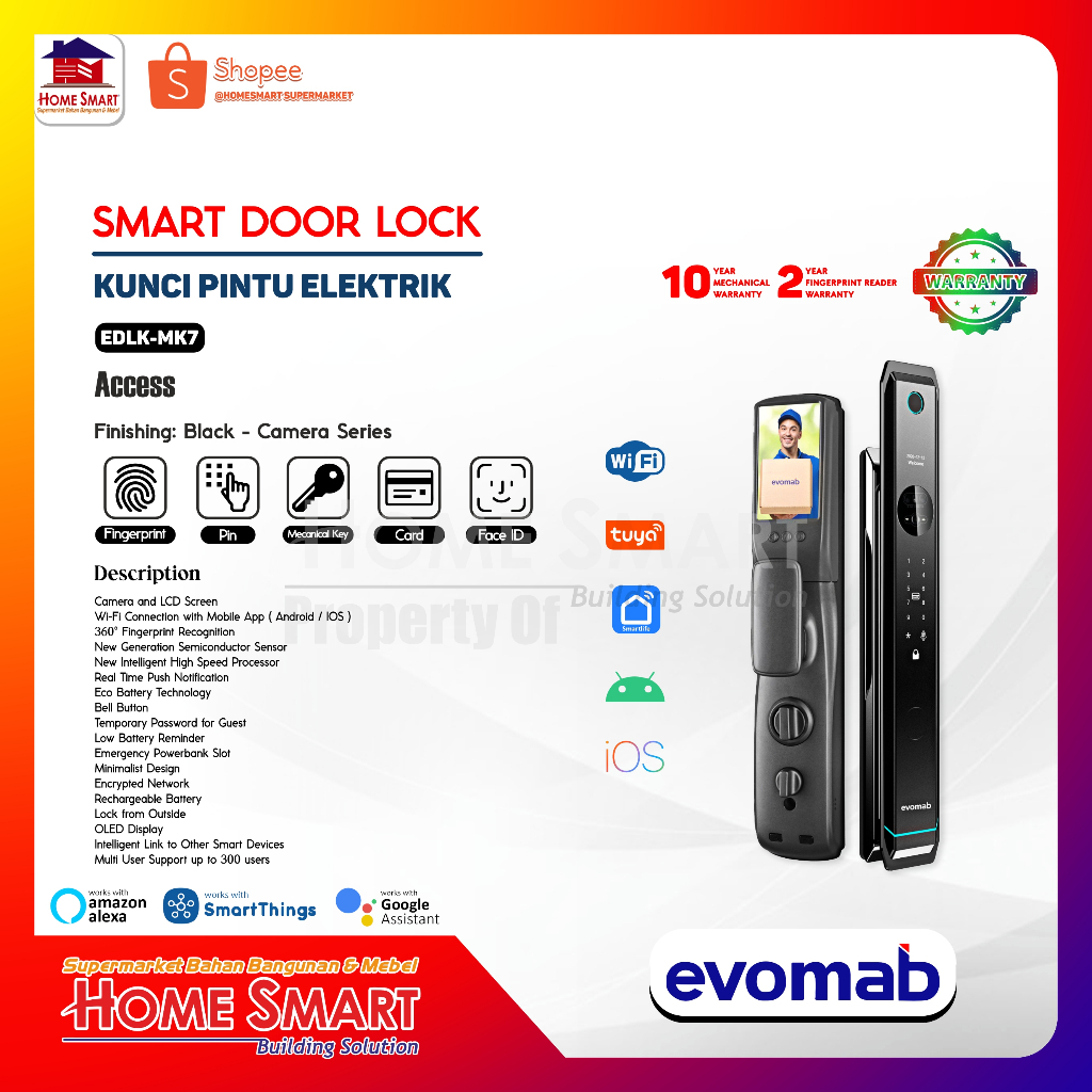 Jual Evomab Smart Door Lock Pintu Digital Kamera Face Recognition EDLK ...
