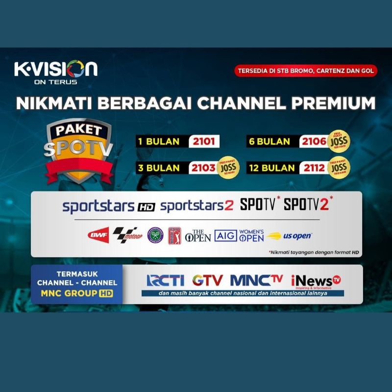 Jual Paket SPOTV K VISION badminton MotoGP 1 3 6 12 bln | Shopee Indonesia