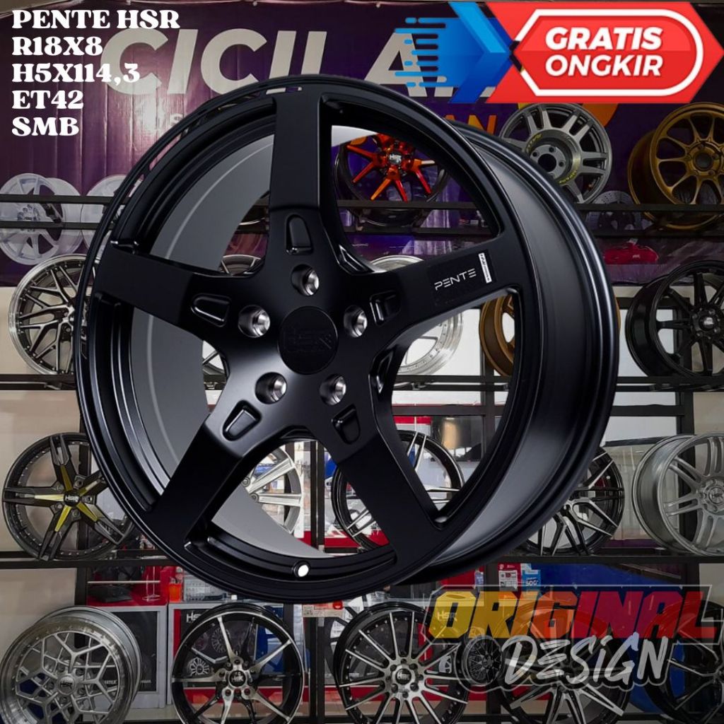 Jual Velg Mobil Ring 18 HSR PENTE R18 LEBAR 8 INCH LOBANG BAUT 5 ET42 BLACK | Shopee Indonesia
