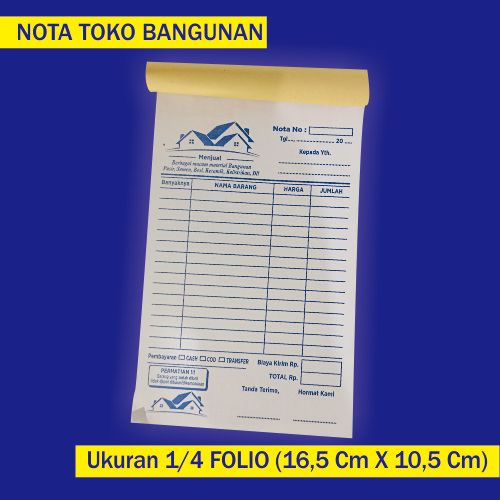 Jual NOTA TOKO BANGUNAN / NOTA JADI / 1 PLY 1/4 FOLIO | Shopee Indonesia