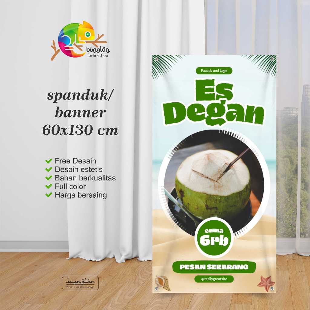 Jual Spanduk Banner Hijau & Putih Minimalis Promosi Minuman Es Degan ...