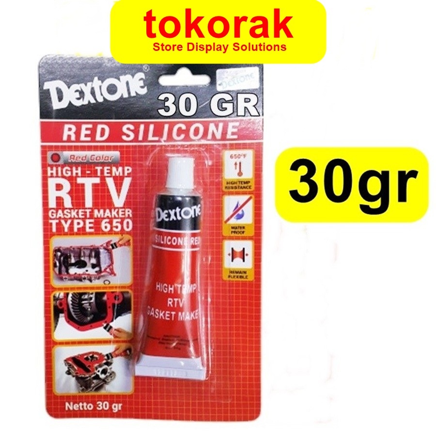 Jual DEXTONE LEM SILICONE RED SEALANT 30 GRAM - LEM GASKET RTV HIGH ...