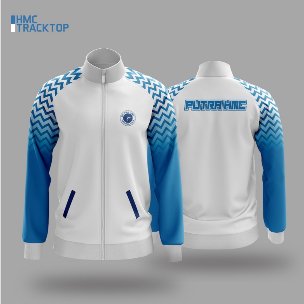 Jual JAKET BOLA / KLUB FULL PRINTING BIRU PUTIH FREE TAMBAH NAMA LOGO ...