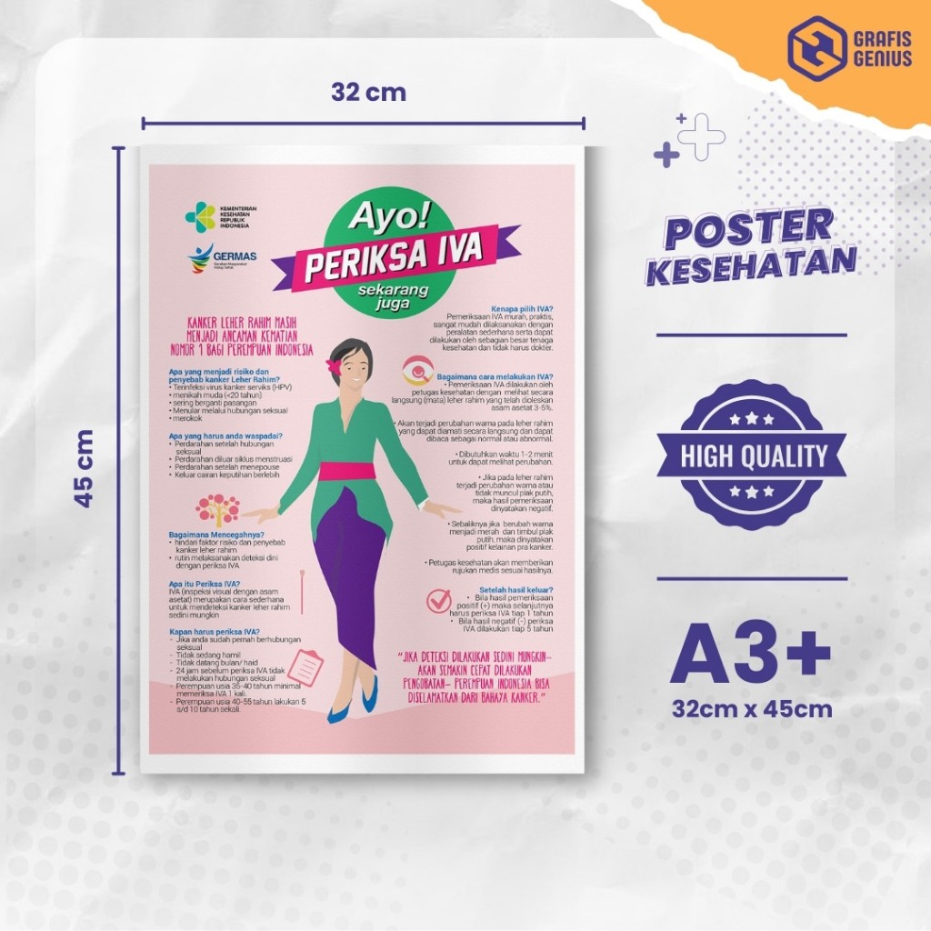 Jual Poster Kesehatan Ayo Periksa IVA A3+ | Shopee Indonesia