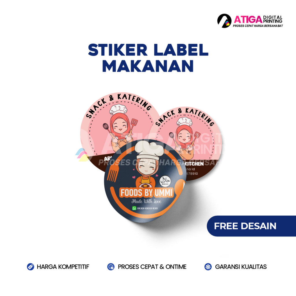 Jual Stiker Box Nasi - Stiker Box Snack - Stiker Label Makanan Bulat ...