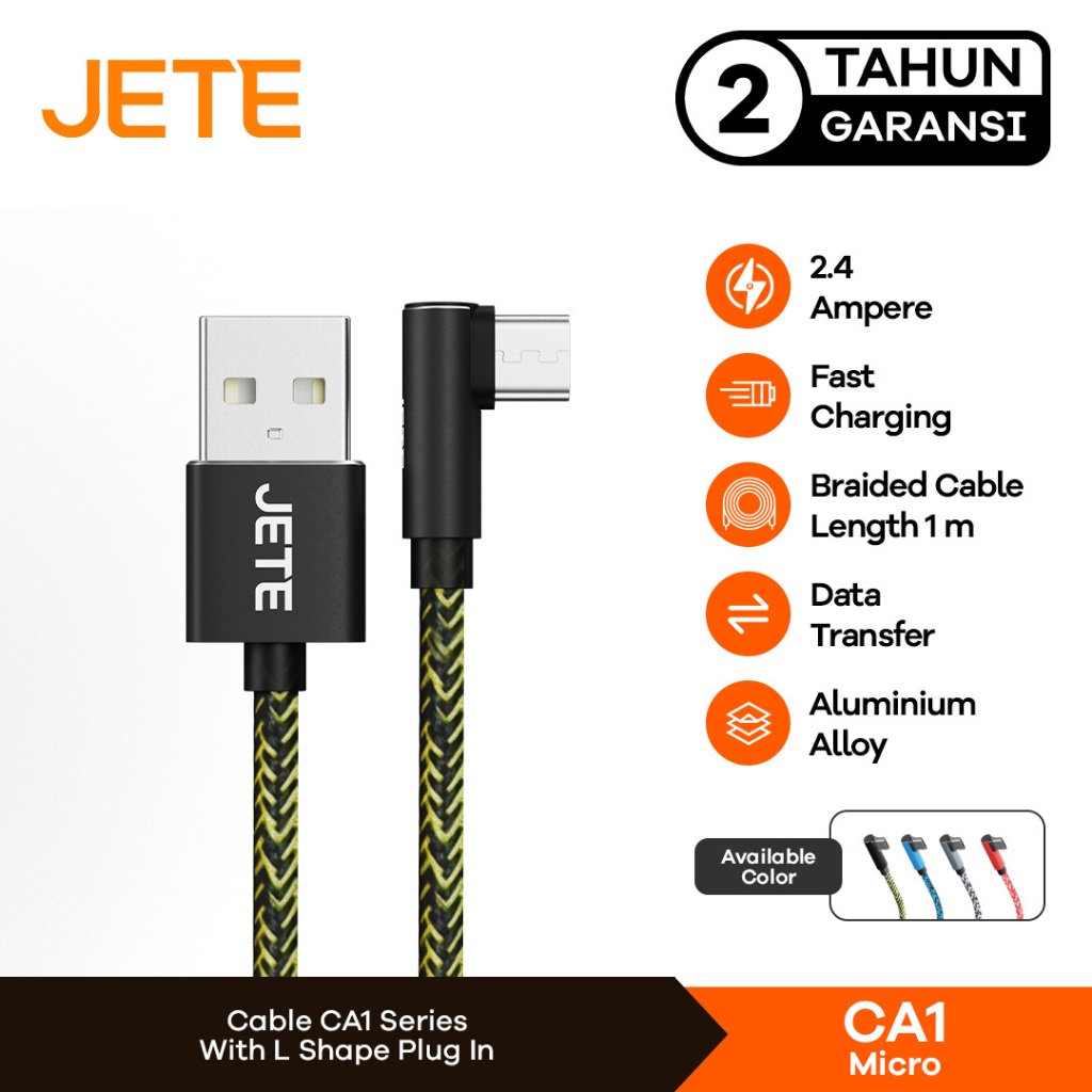 Jual JETE CA1 Kabel Data Micro USB 2.4A Fast Charging | Kabel Data JETE ...