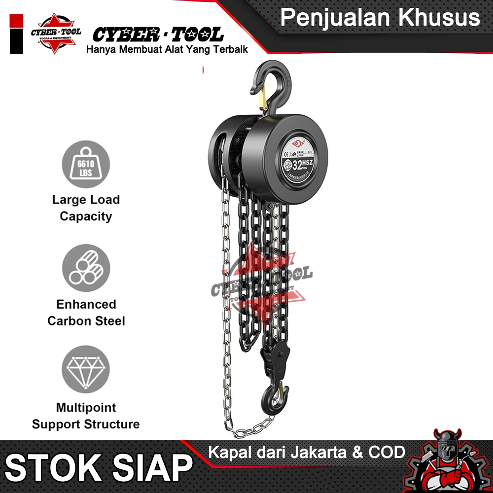 Jual Chain Block Hoist Katrol Angkut Barang 1t x 3 m 2t x 6m - Katrol Kerekan Manual Takel Chain ...