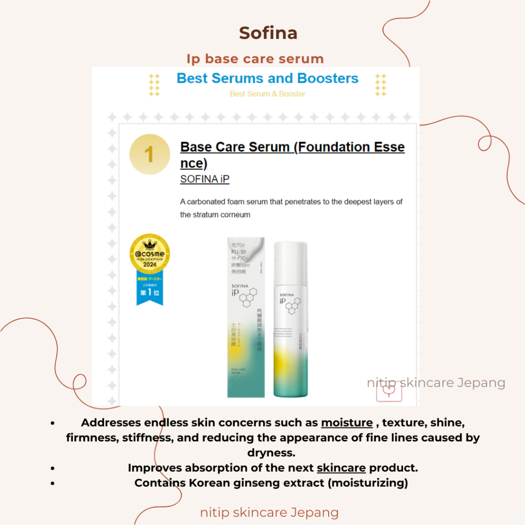 Jual Sofina IP base care serum, rank 1 cosme 2024 original dari jepang | Shopee Indonesia