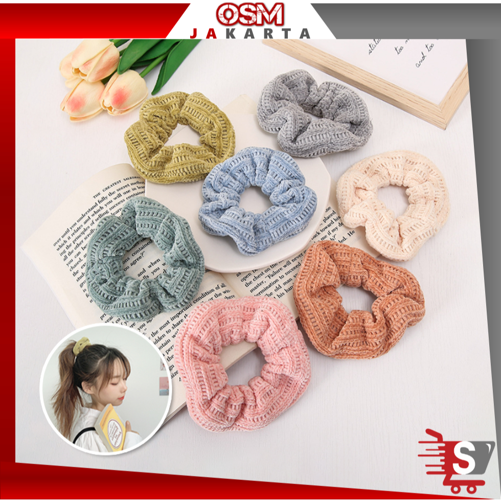 Jual OSM JKT F6251 Ikat Rambut Scrunchie Rajut / Hair Tie Polos Warna ...