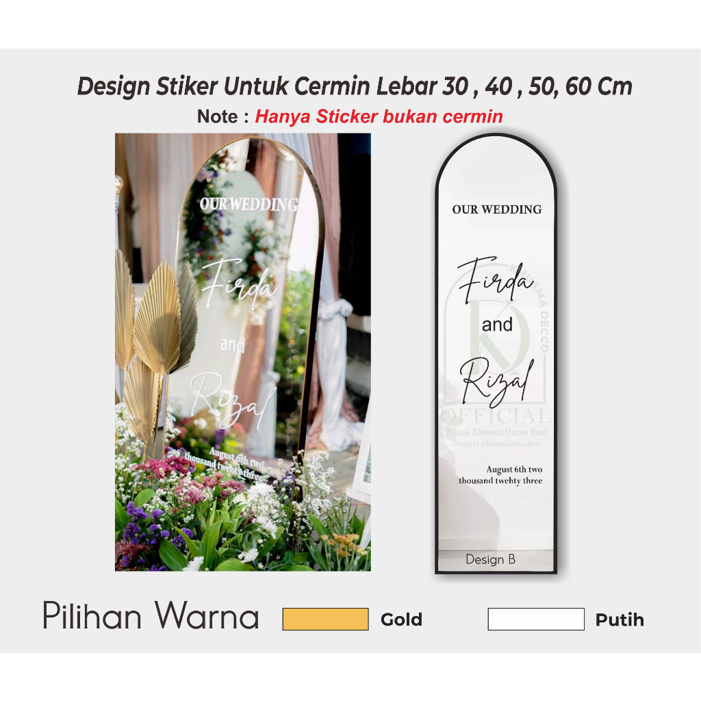 Jual Khusma Decco Stiker Welcome Sign Wedding Engagement Mirror Cermin ...