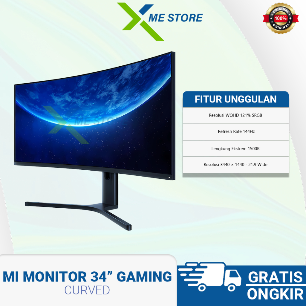 Jual Mi Curved Gaming Monitor 34 Inch Ultra Wide 144Hz Free Sync WQHD | Shopee Indonesia