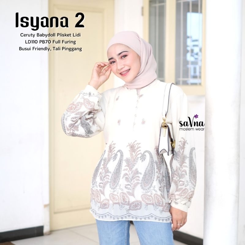 Jual ISYANA BLOUSE (LABEL SAVNA) | BLOUSE ATASAN PLISKET CERUTY MOTIF ...