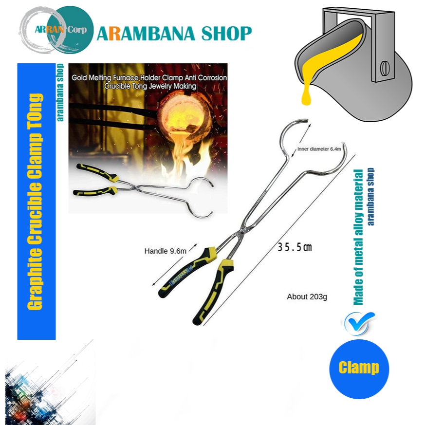 Jual graphite crucible clamp tang alat jepit tungku peleburan emas ...