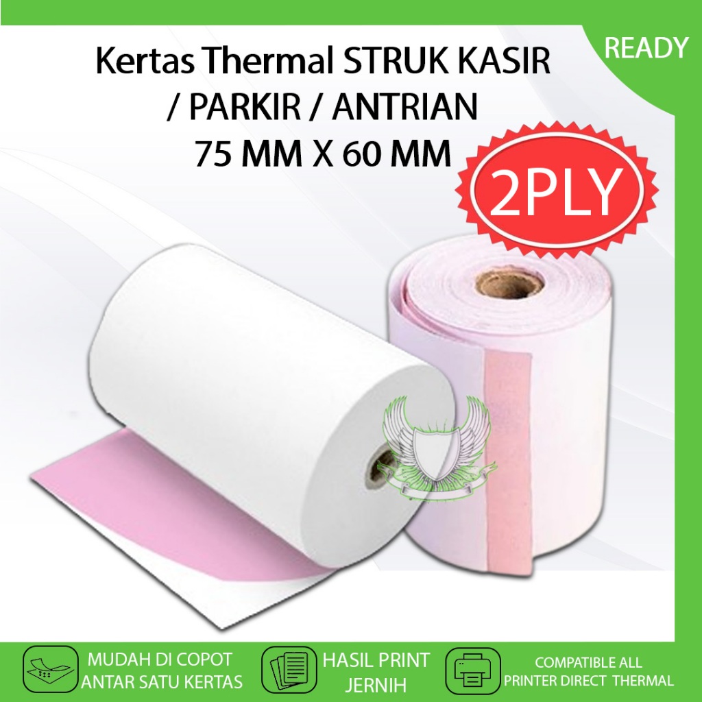 Jual Kertas Thermal Nota Struk Toko Kasir 75 MM X 60 MM 2 PLY HVS Print ...