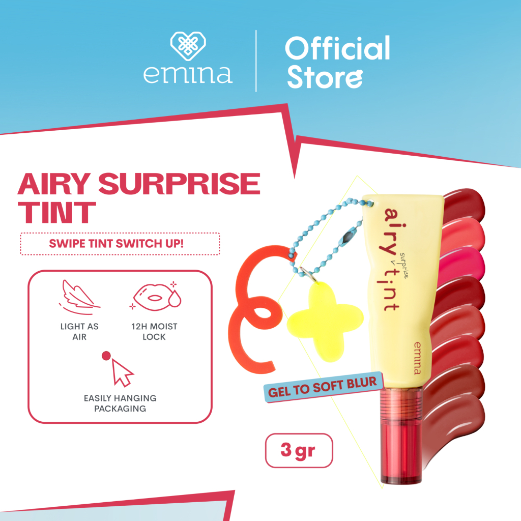 Jual Emina Airy Surprise Tint 3 g + Keychain - Lip Tint Longlasting ...